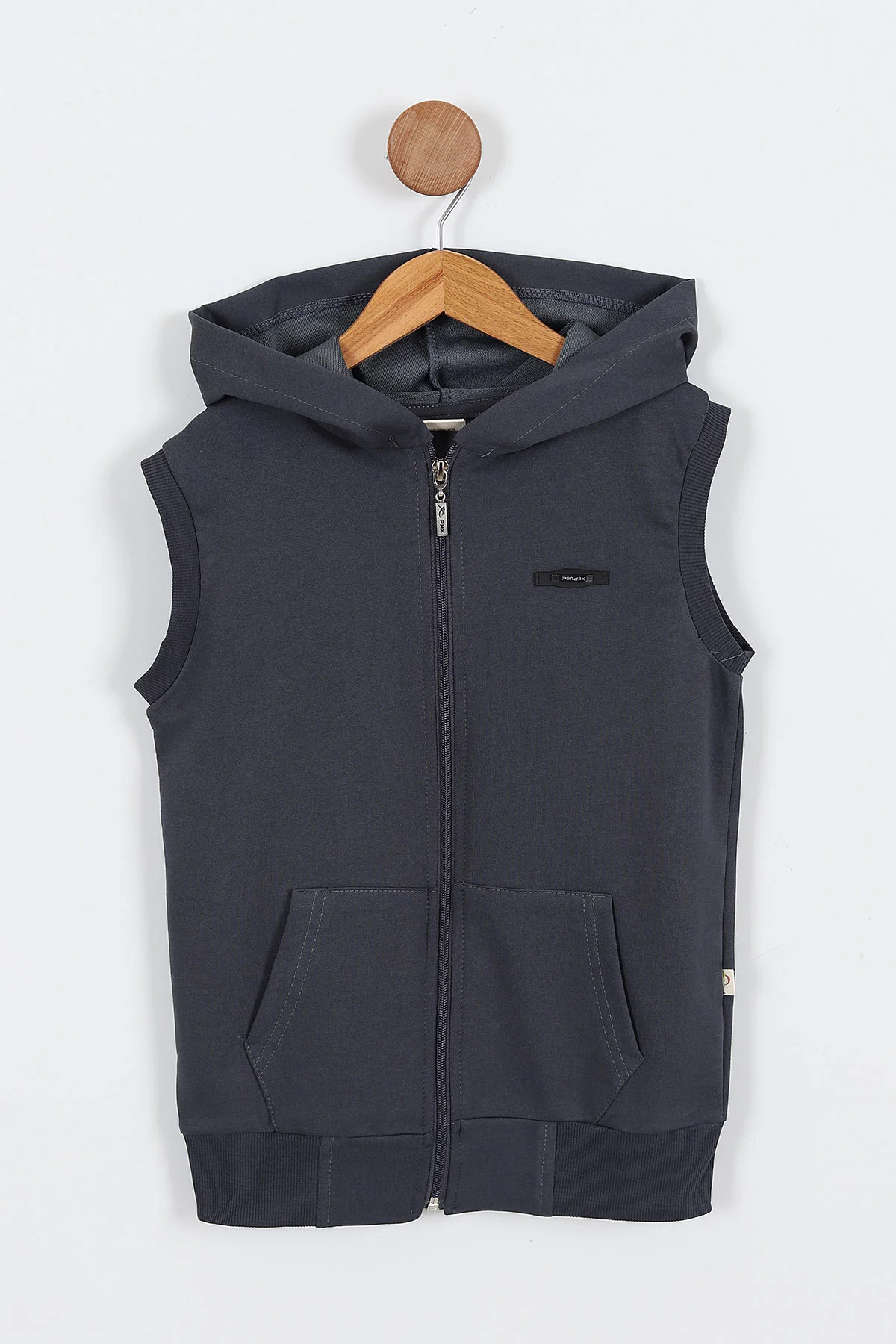 Antrasit (7-10 Yaş) Kapüşonlu Fermuarlı Erkek Çocuk Yelek 309628