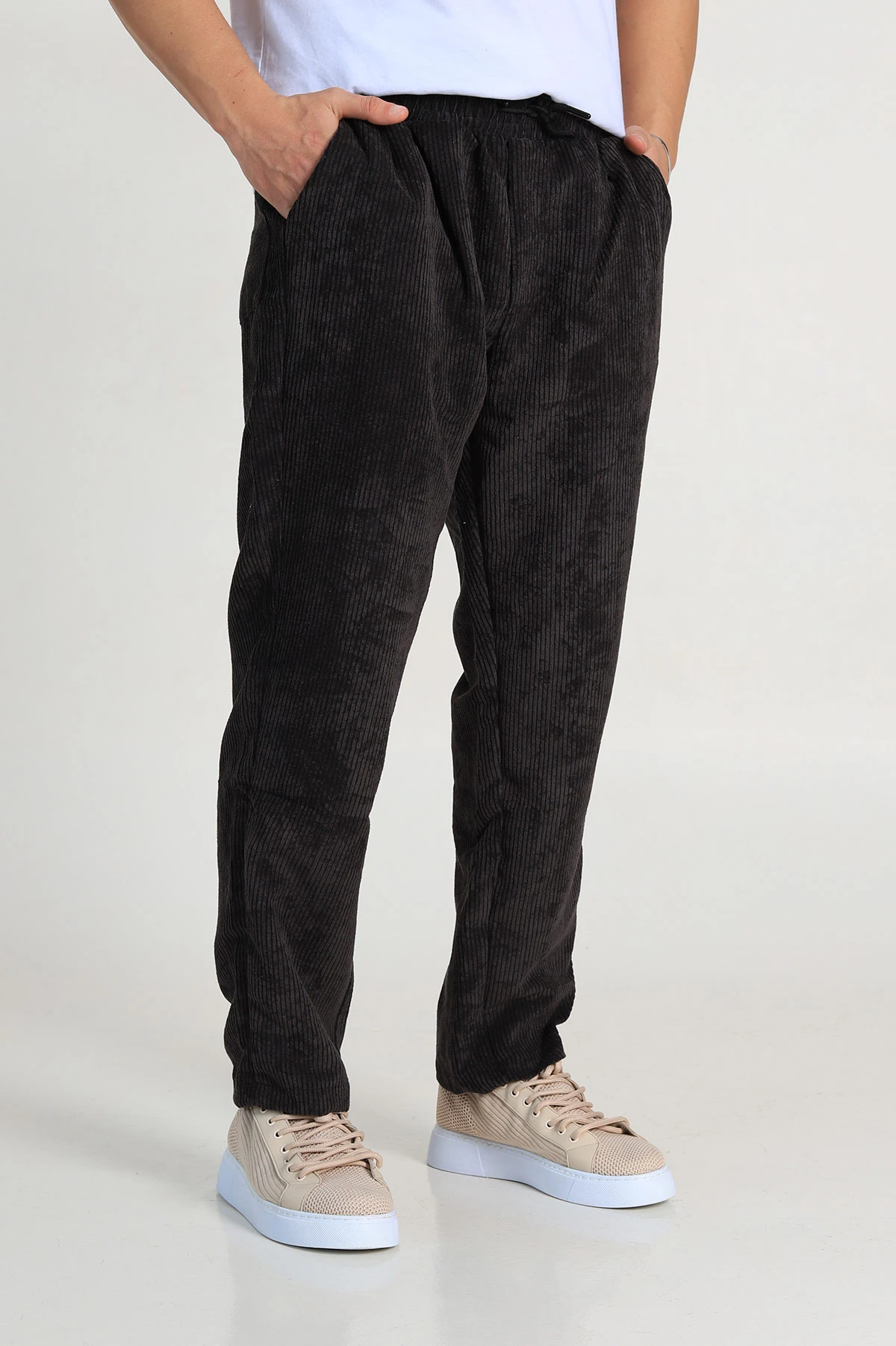 Antrasit Baggy Fit Kadife Bel Lastikli Erkek Pantolon 321861
