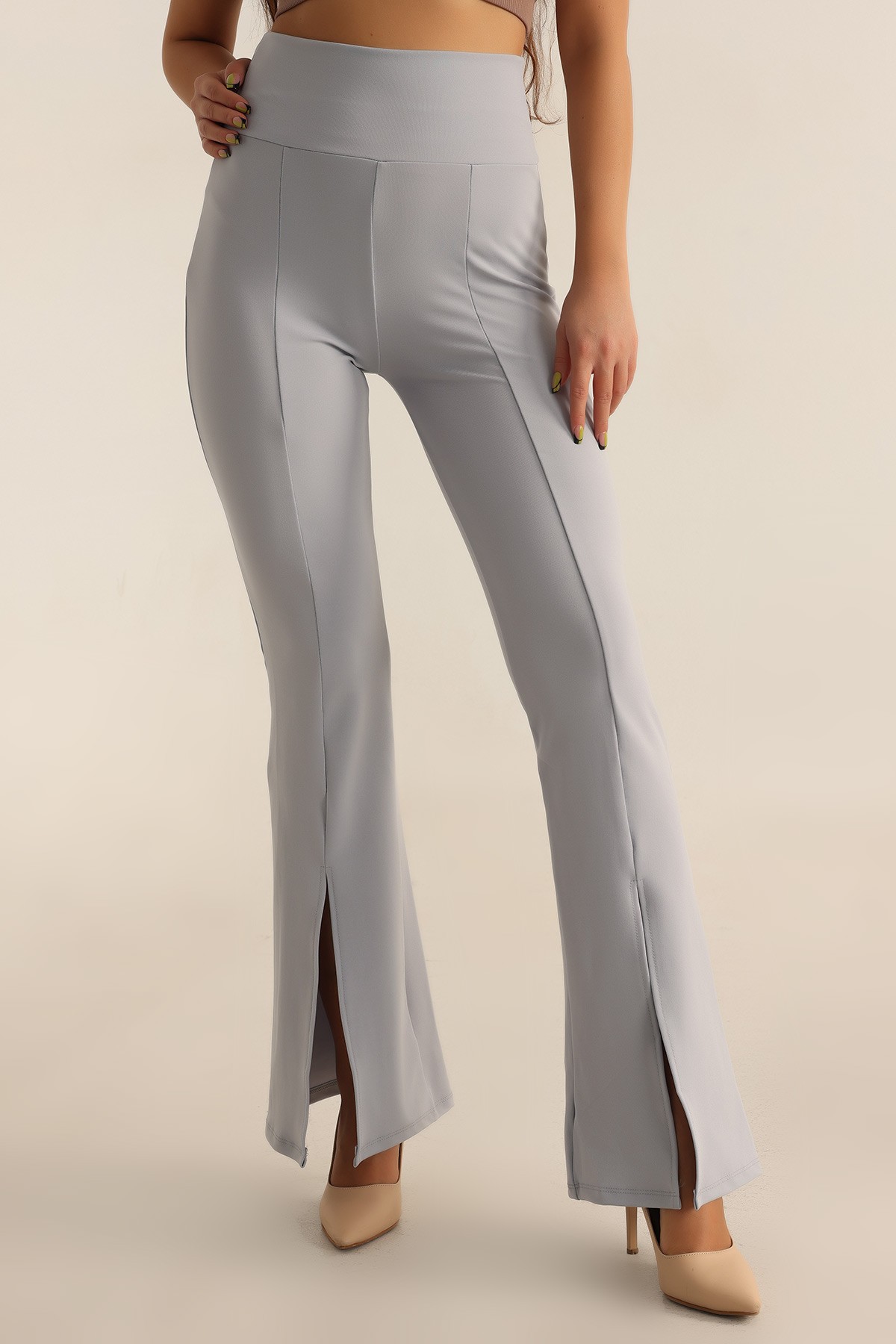 . Antrasit İspanyol Paça YIrtmaçlı Bayan Pantalon 198826 | ModamızBir ...