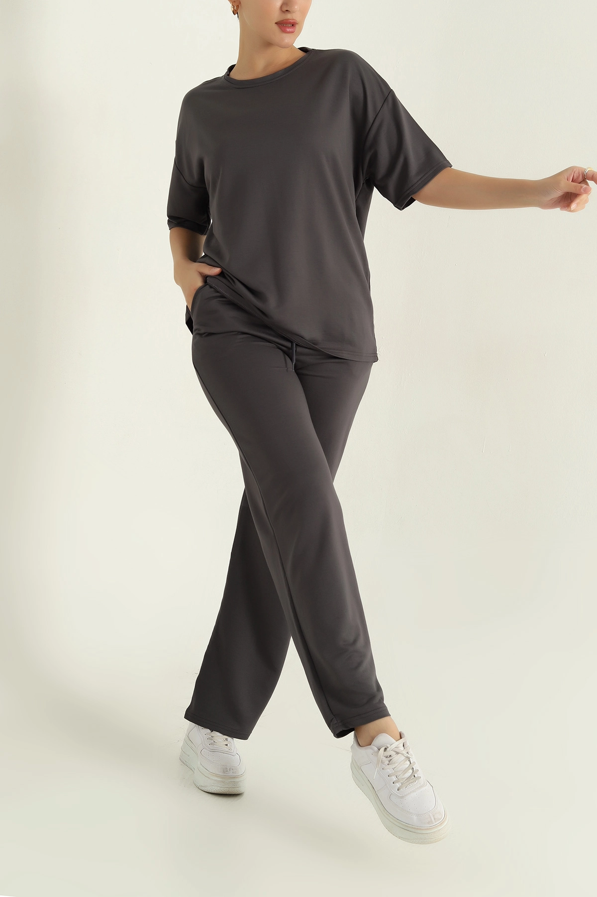 Antrasit Modal Kumaş Kadın İkili Takım 367814