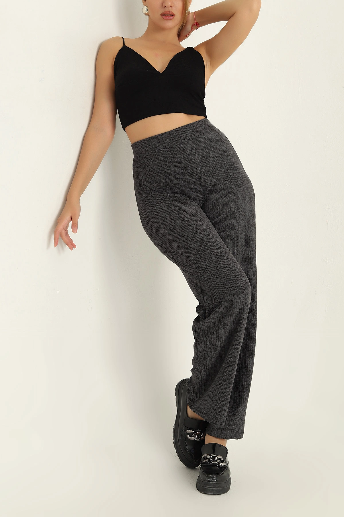 Antrasit Palazzo Eskobar Kumaş Bayan Pantolon 302782