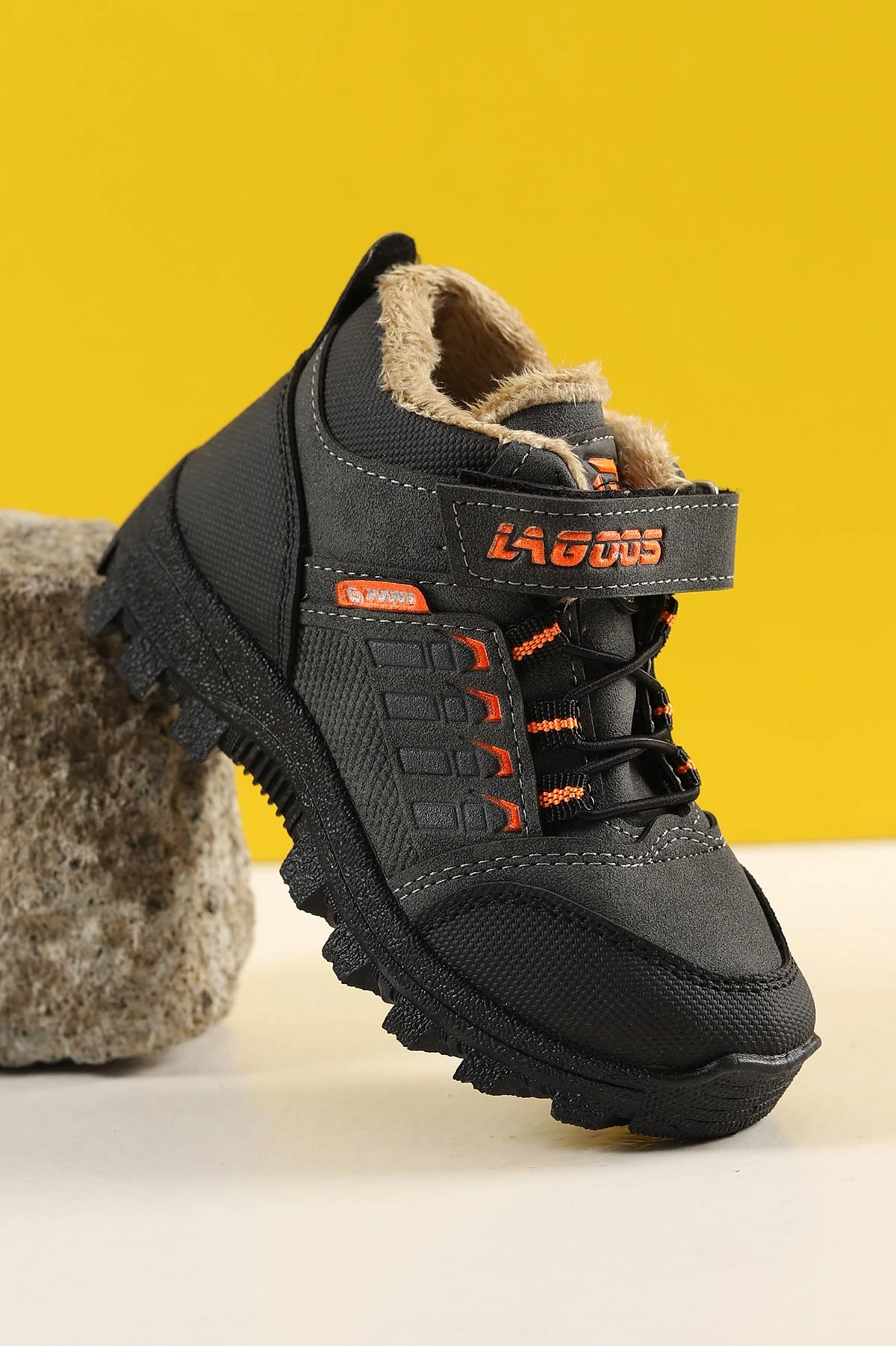 Antrasit Turuncu (31-35 Filet) İçi Kürklü Kalın Taban Cırtlı Erkek ...