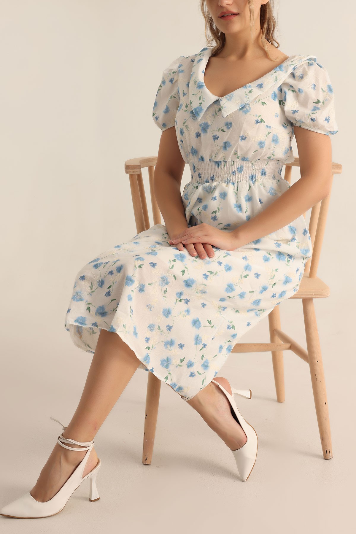 Astarlı Beli Gipeli Keten Elbise 188774 | ModamızBir | Modamizbir.Com