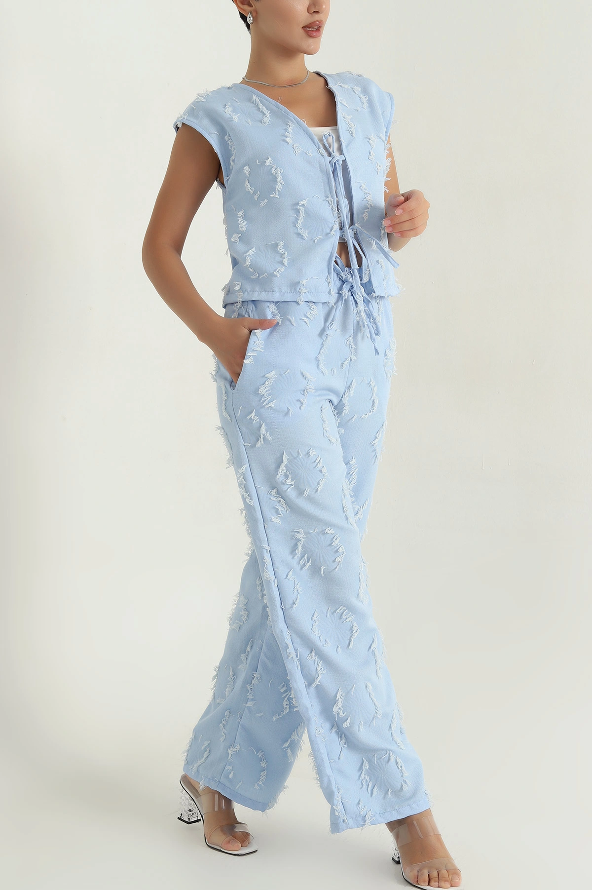 Bebe Mavisi Jakar Dokuma Kadın İkili Takım 380108