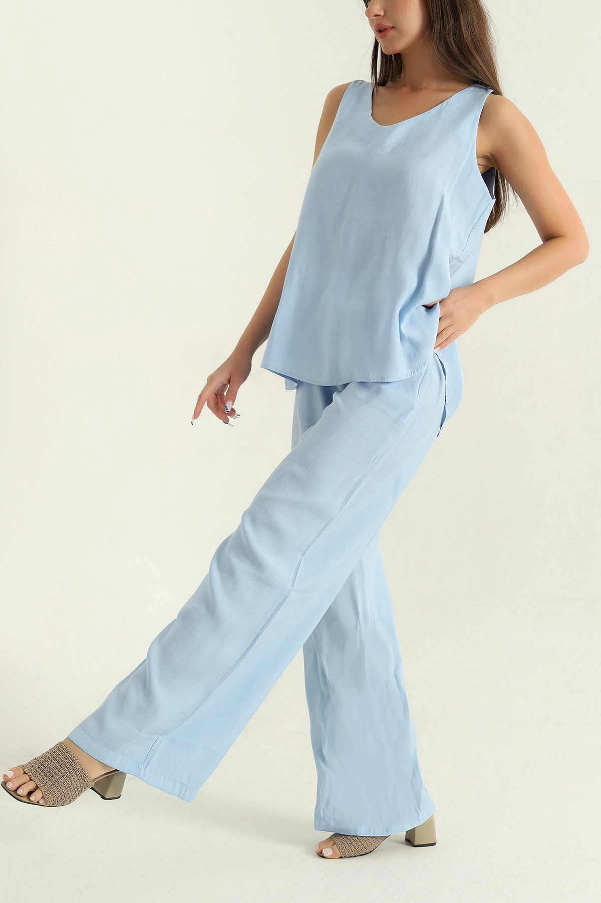 Bebe Mavisi Pantolon Bluz Modal Kadın İkili Takım 367587