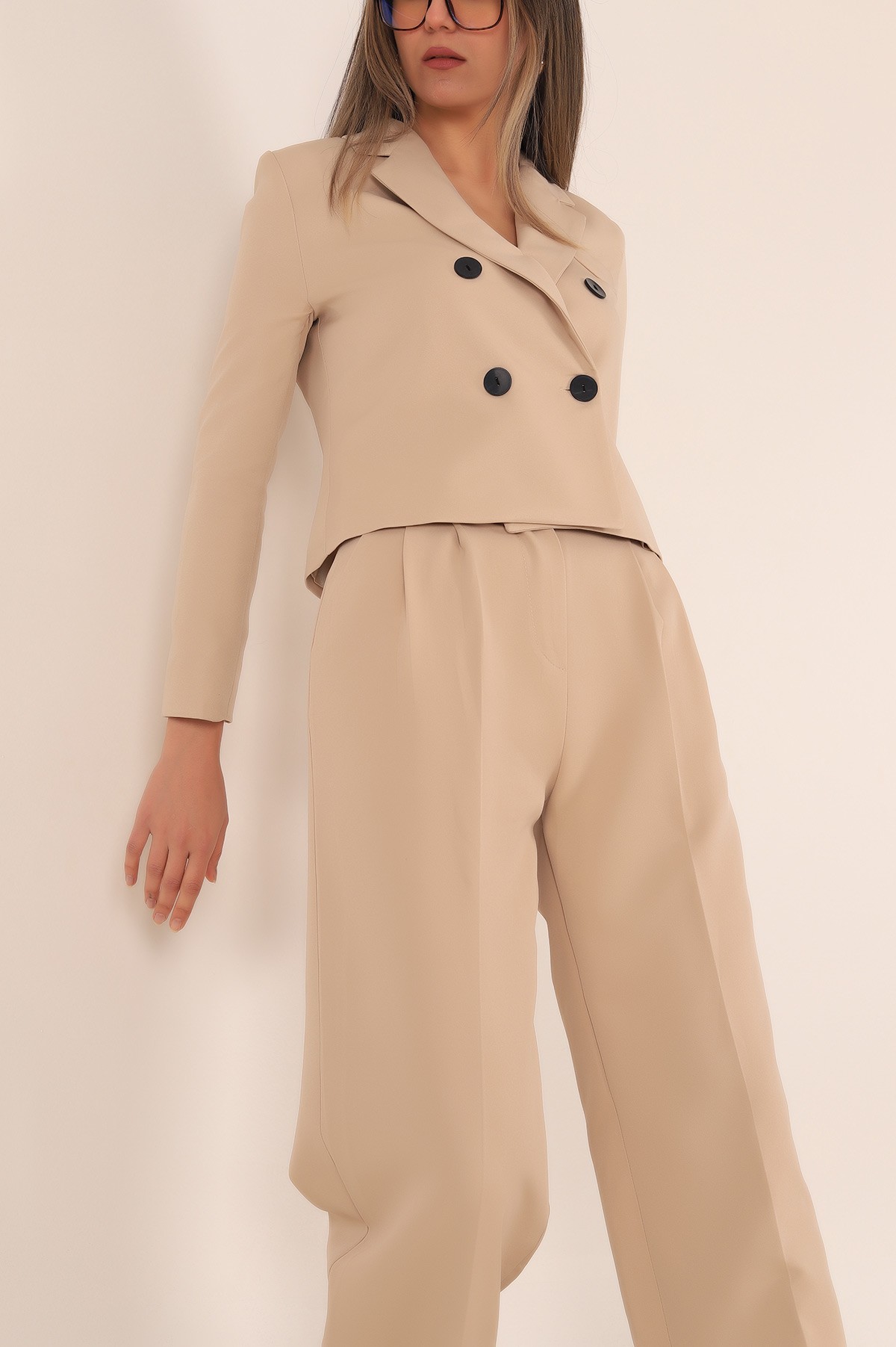 Bej Palazzo Pile Tasarım Bayan İkili Takım 173123 | ModamızBir ...