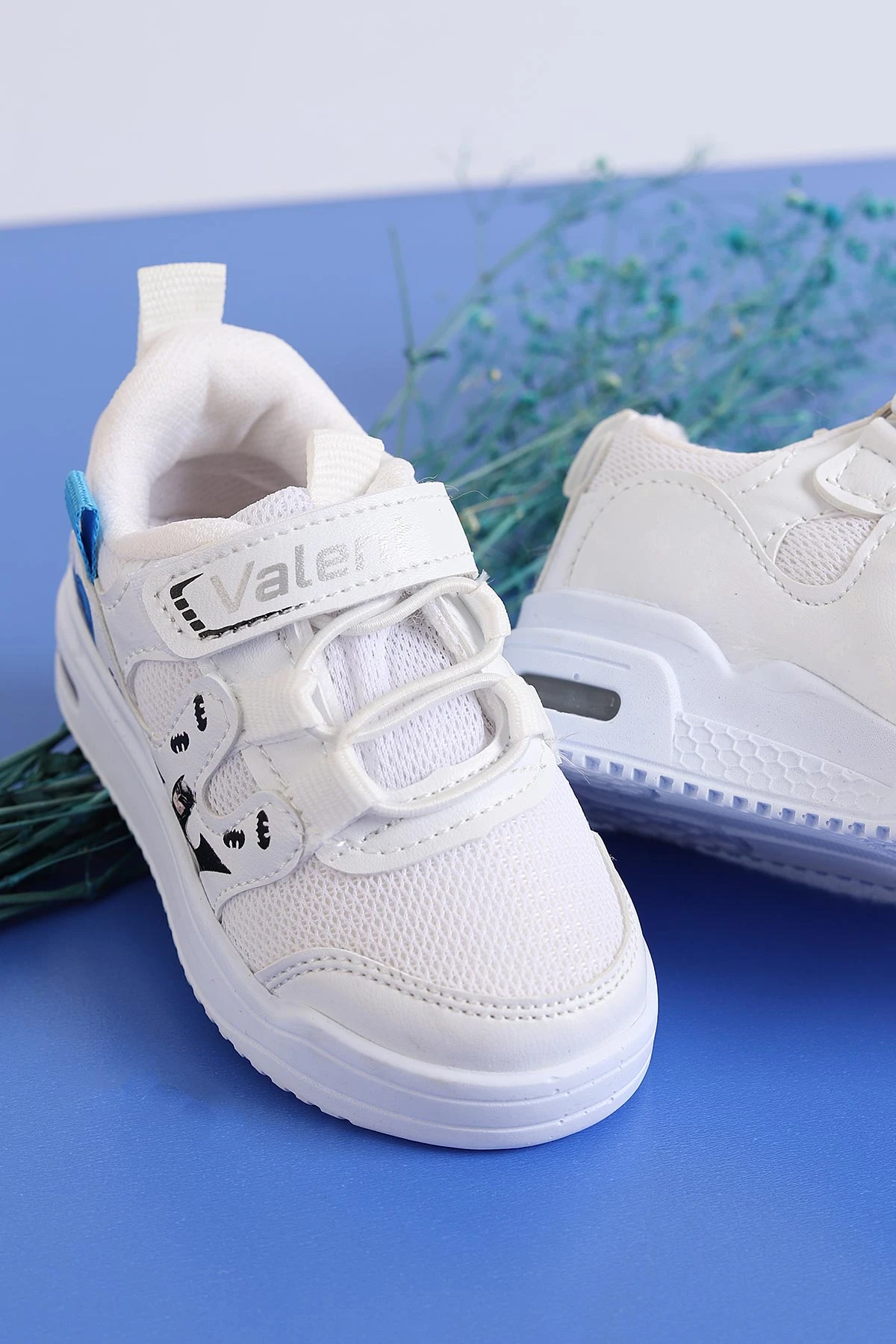 Beyaz (21-25) Işıklı Bağcıklı Cırtlı Bebek Spor Ayakkab 293747