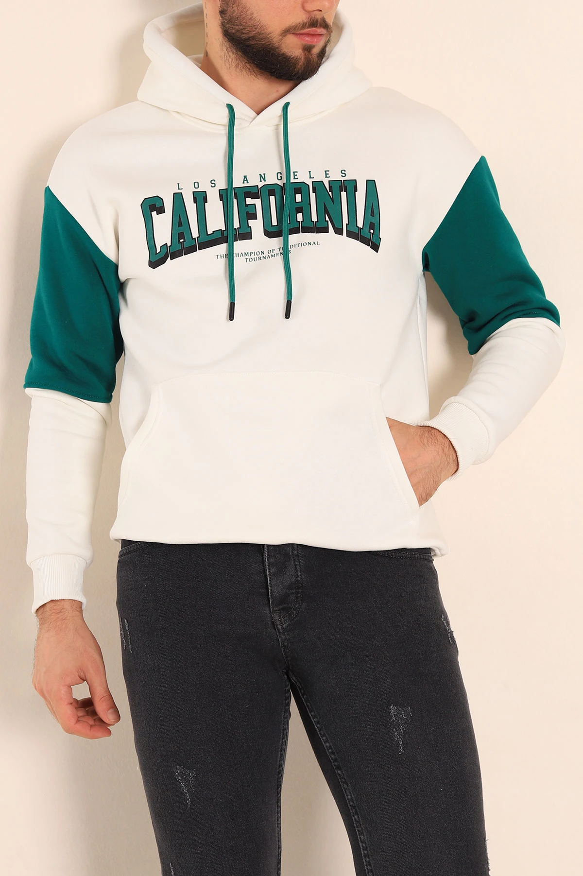 Beyaz Oversize Baskılı Şardonlu Kapüşonlu Erkek Sweatshirt 226880 ... Beyaz Oversize Baskılı Şardonlu Kapüşonlu Erkek Sweatshirt 226880 ...