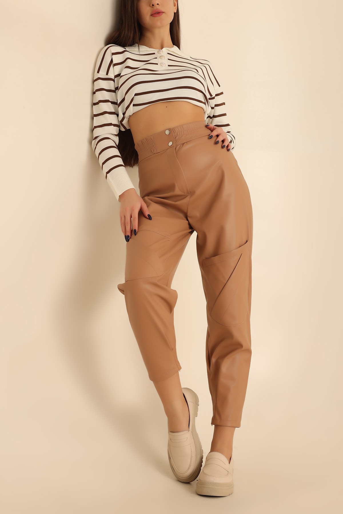 Bisküvi Bayan Deri Pantalon 220582 | ModamızBir | Modamizbir.Com