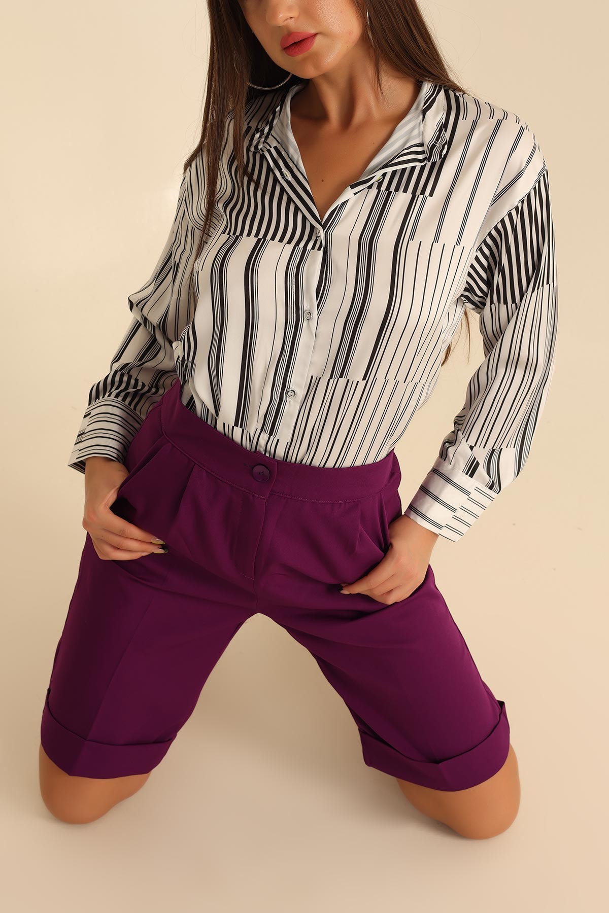 Cupra Saten Bayan Gömlek 200330 | ModamızBir | Modamizbir.Com