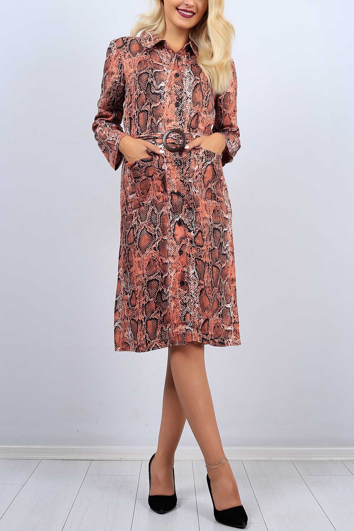 Desenli Cepli Bayan Elbise 9559B | Modamizbir.Com