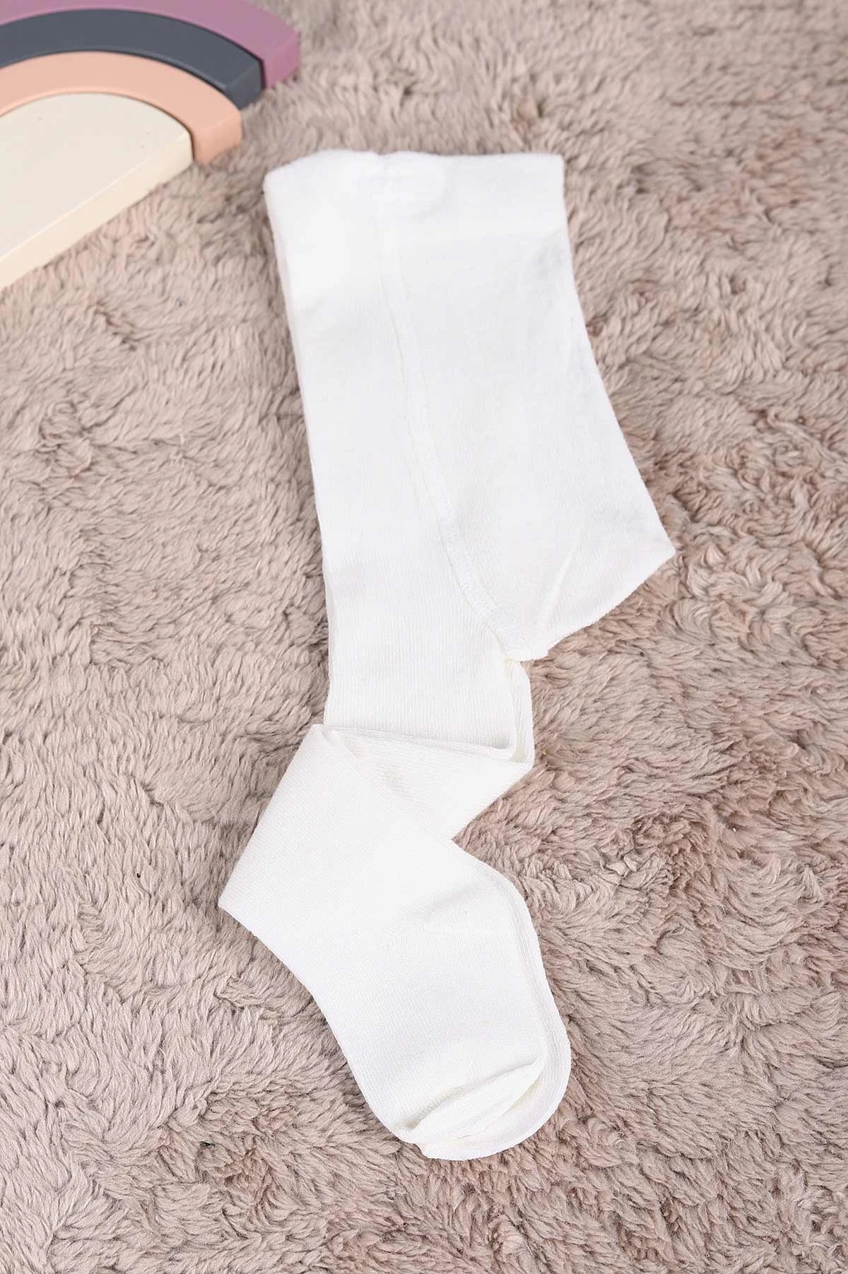 Ekru (24-36 Ay) Düz Kız Bebe Kilotlu Çorap 233696
