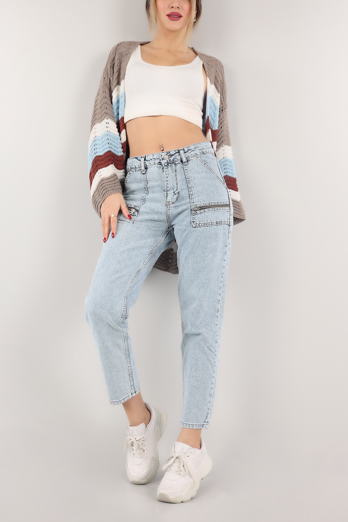 Fermuar Tasarım Kar Yıkama Mom Kot Pantolon 153146 | ModamızBir ...