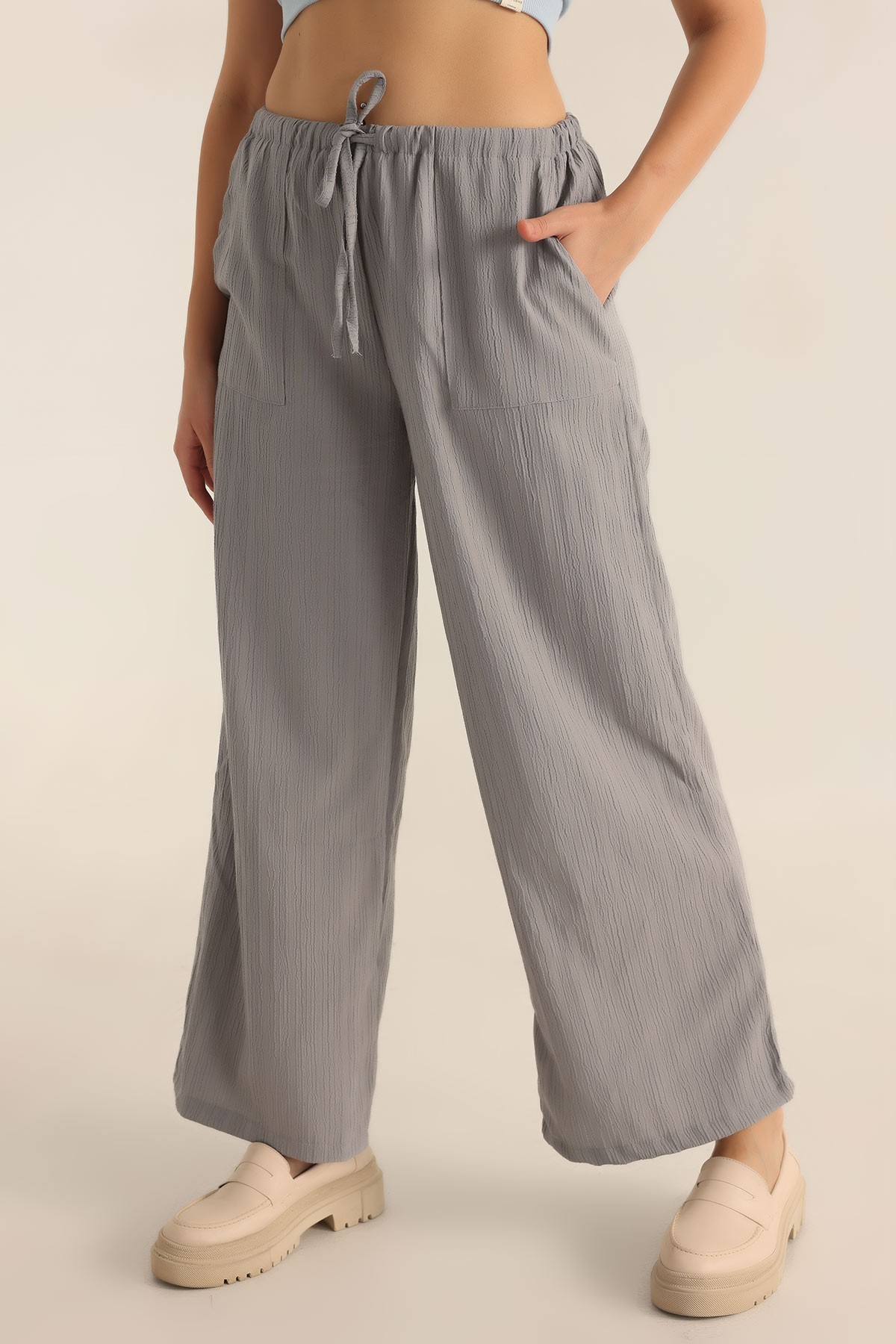 Füme Dokuma Gofre Bayan Pantolon 186590 | ModamızBir | Modamizbir.Com