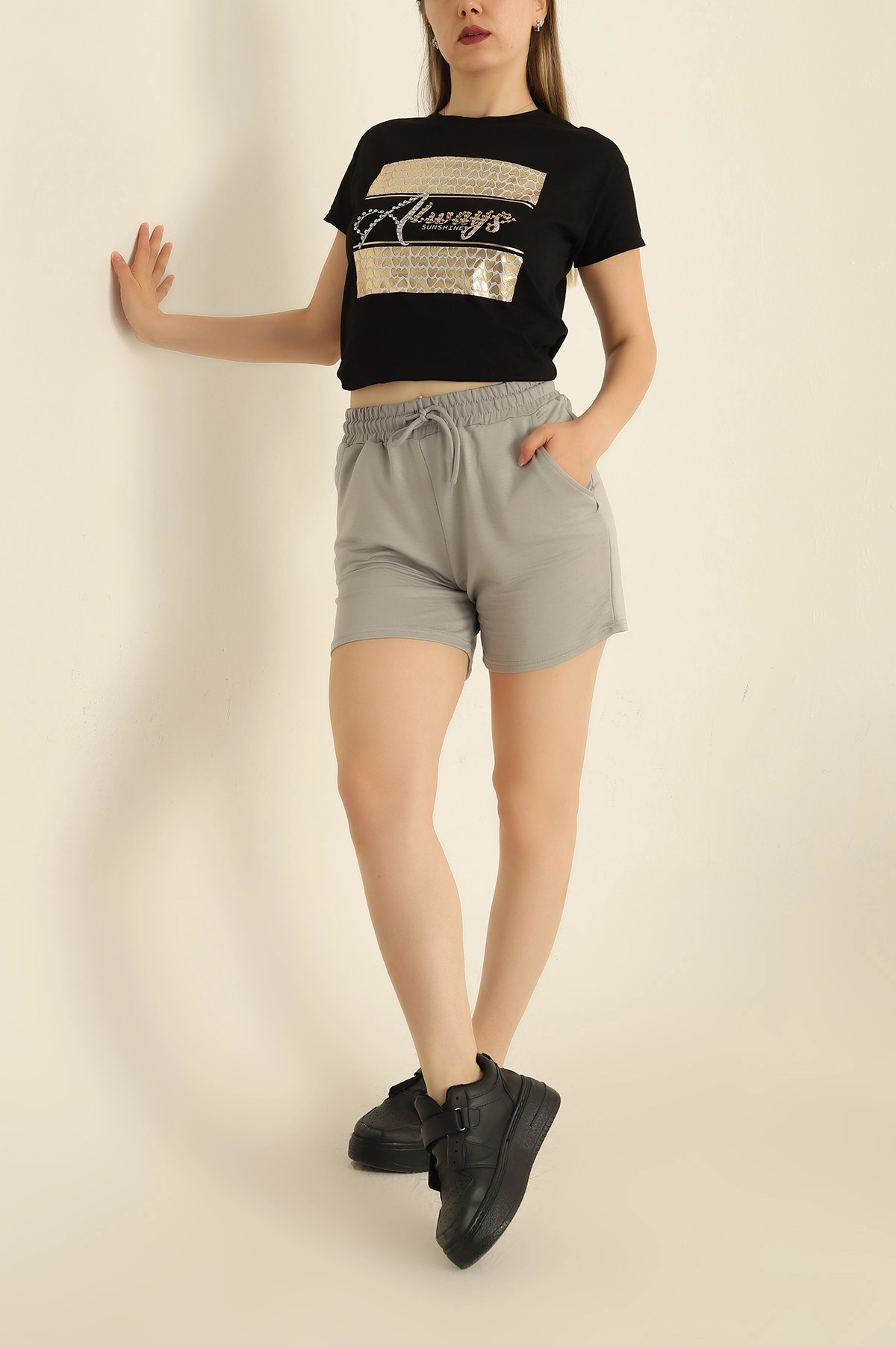 Füme İki İp Bayan Şort 280588 | ModamızBir | Modamizbir.Com