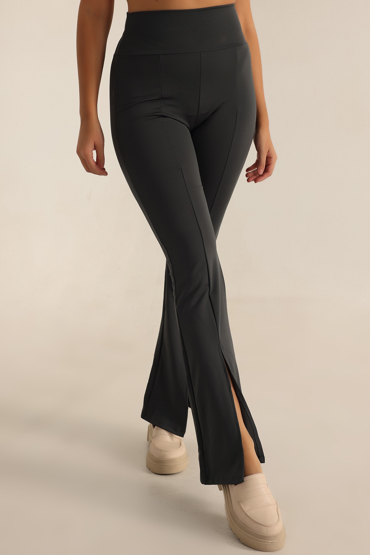 Füme İspanyol Paça YIrtmaçlı Bayan Pantalon 198832 | ModamızBir ...