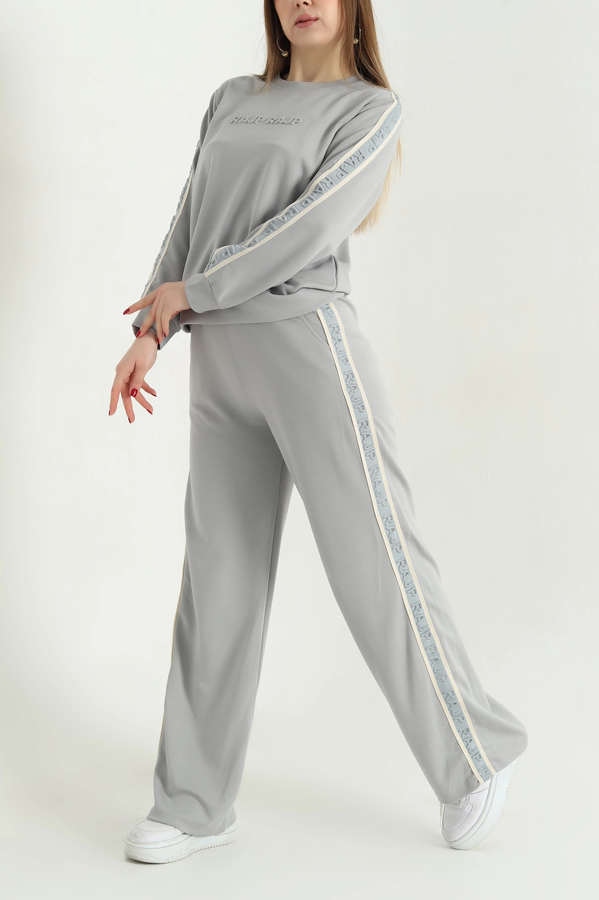 Füme Oysho Kumaş Gofre Baskılı Bayan ikili Takım 338729