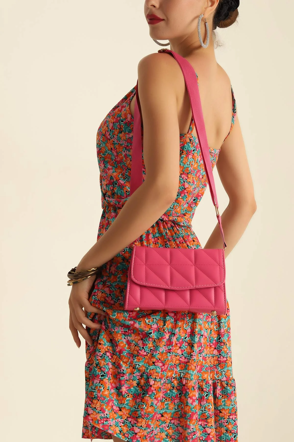 Fuşya Kapitone Mıknatıs Kapaklı Omuz Çantası 286053 | ModamızBir ...