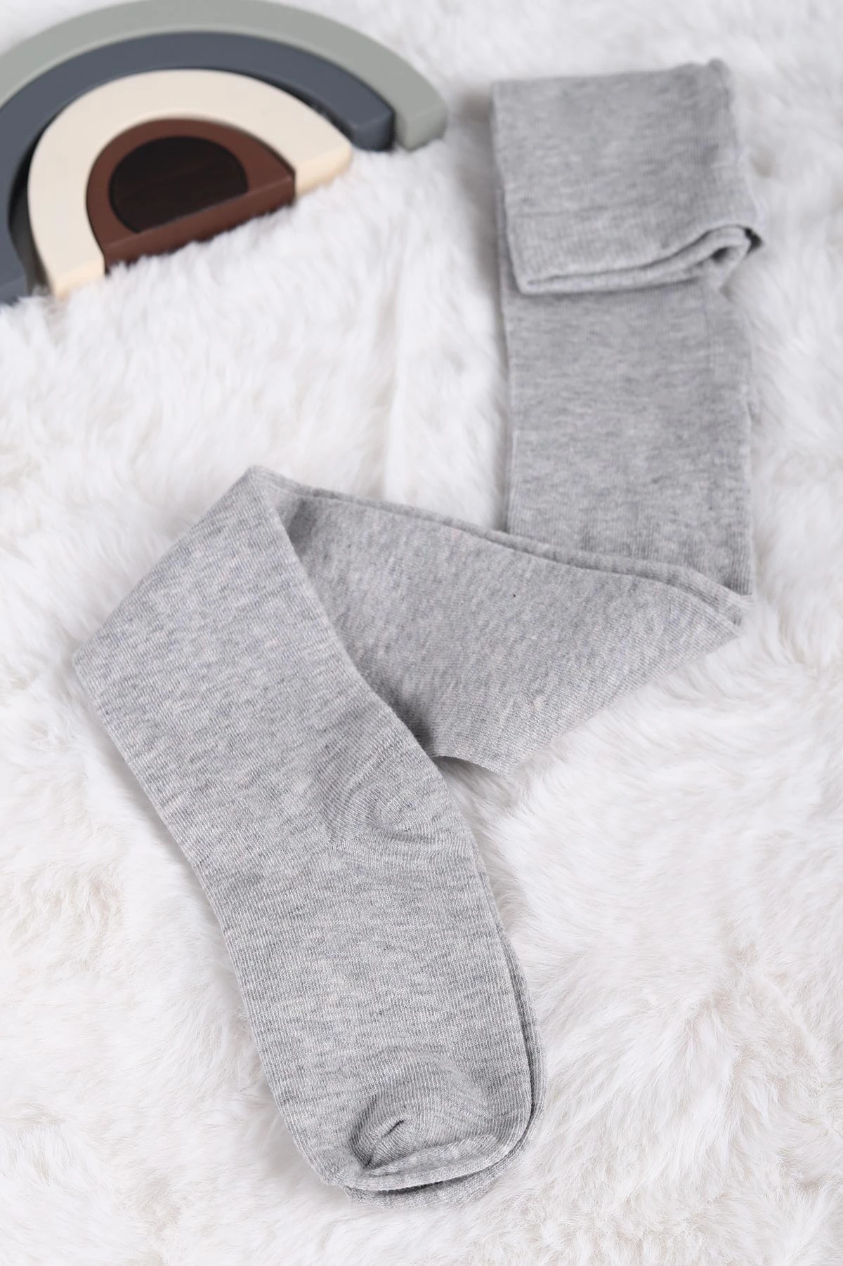 Gri (9-10 Yaş) Düz Kız Çocuk Kilotlu Çorap 233676
