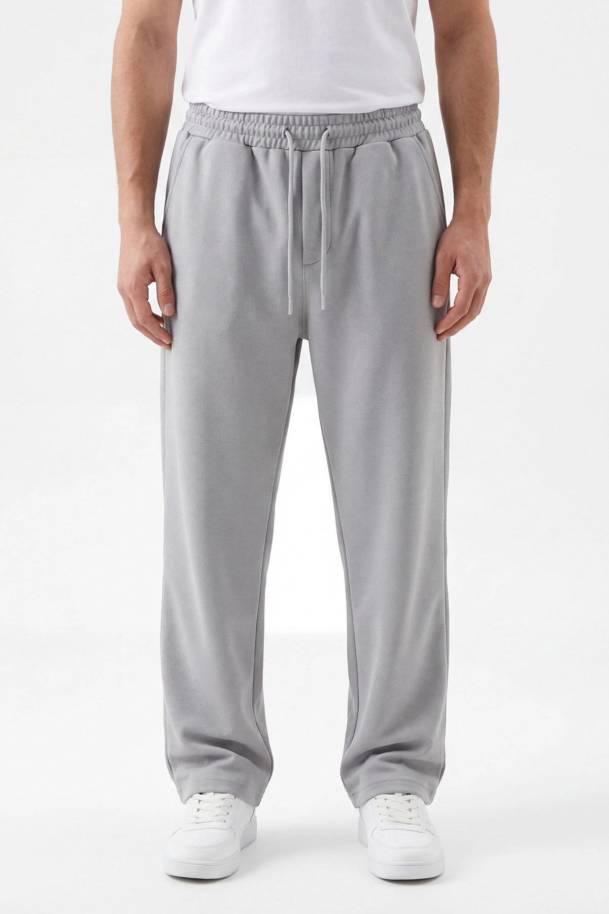 Gri Pike Kumaş Baggy Belden Bağlamalı Erkek Pantolon 442079