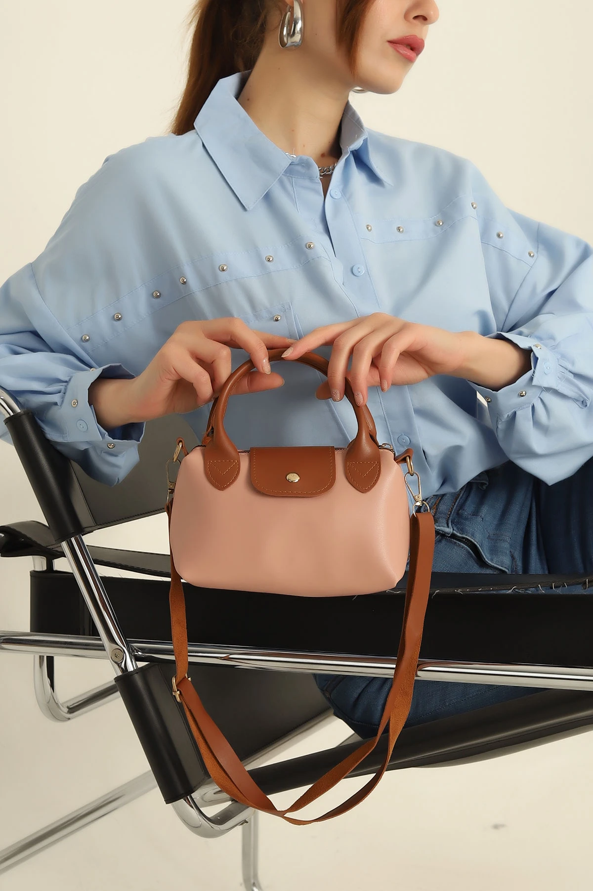 Gül Kurusu Taba Mini Boy Mıknatıs Kapak Detaylı Kadın El ve Omuz ...