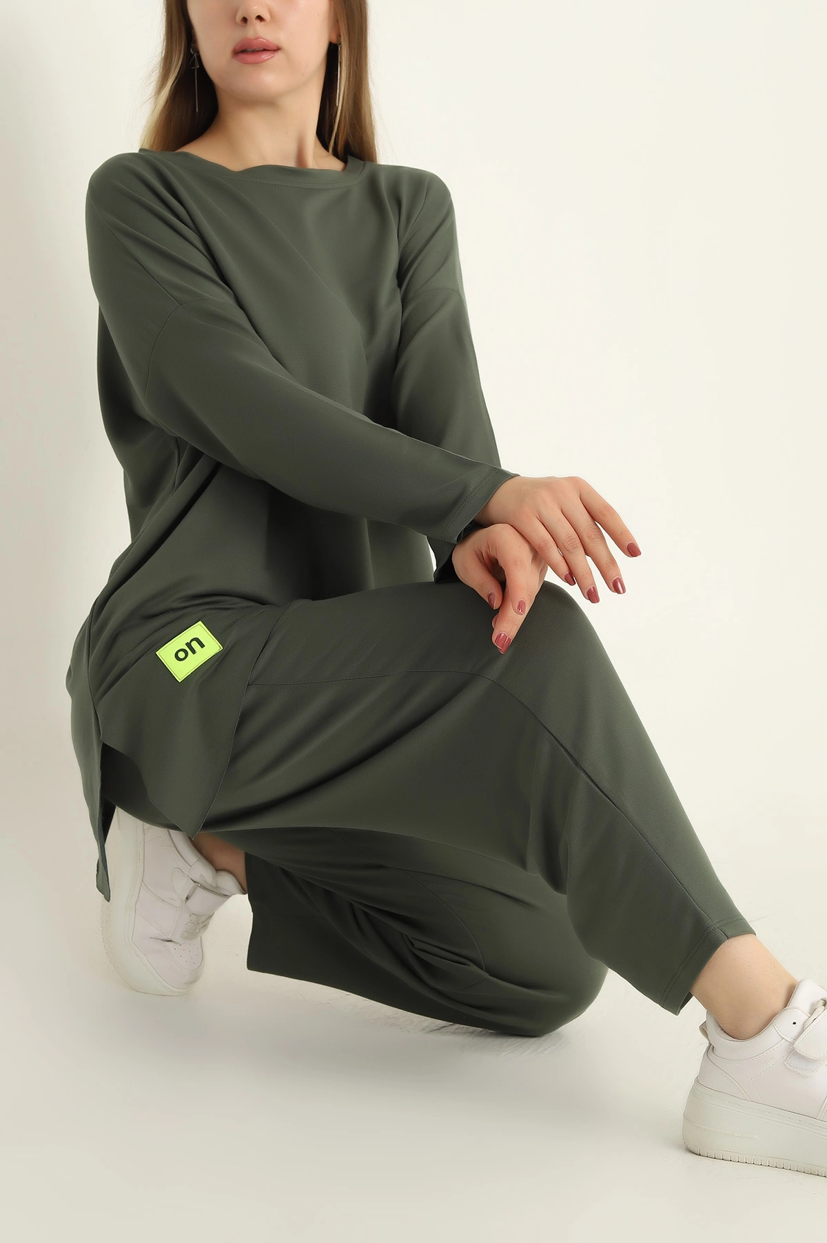 Haki Asimetrik Kesim İki İp Bayan İkili Takım 301104