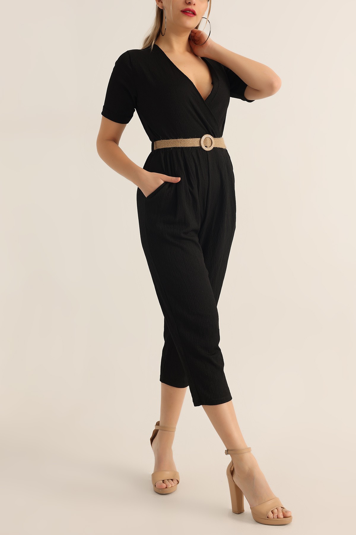 Hasır Kemerli Seul Bayan Tulum 177154 | ModamızBir | Modamizbir.Com