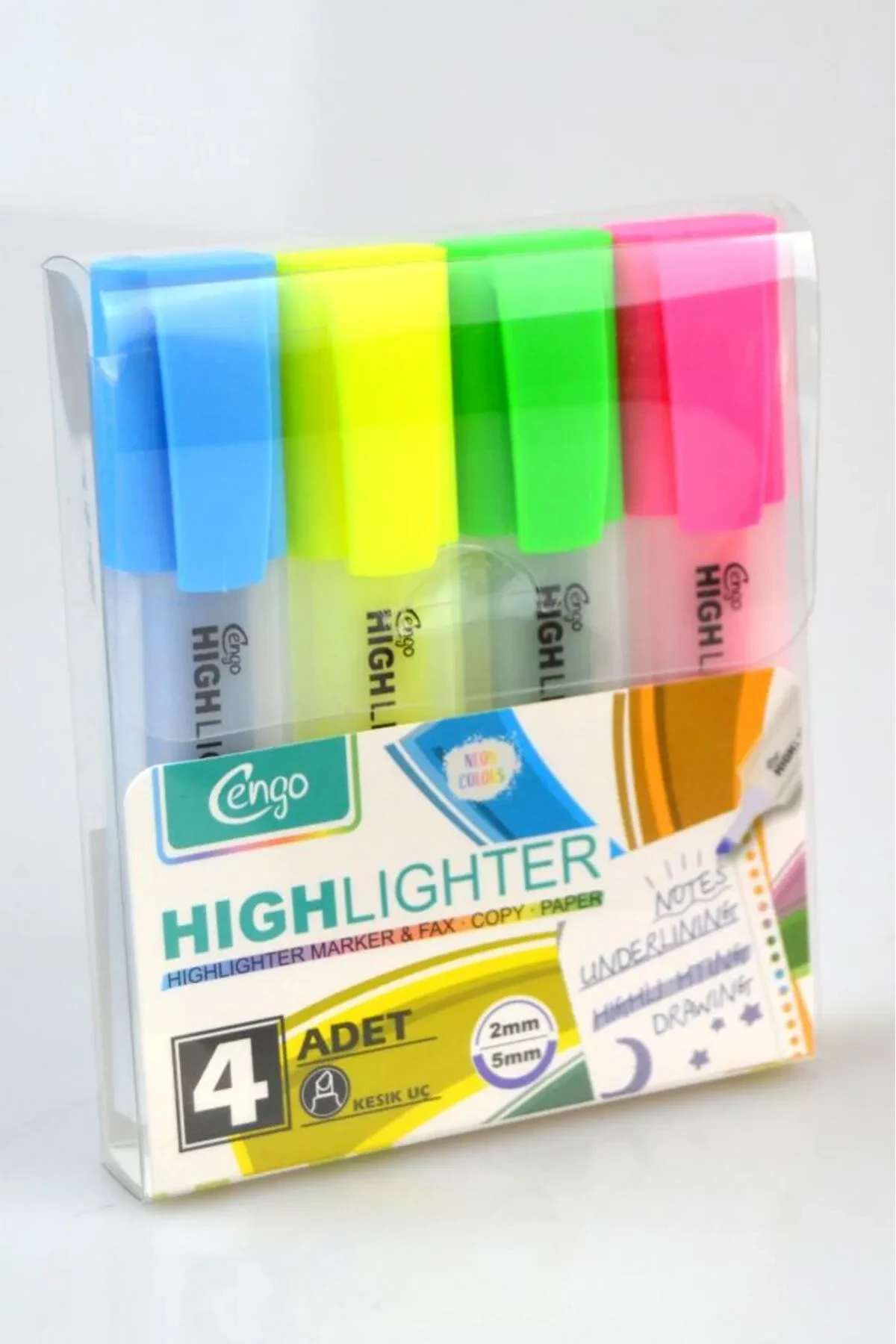 Cengo 4 Renk Neon Fosforlu Kalem Seti 273840 |34.99 TL Modamizbir ...