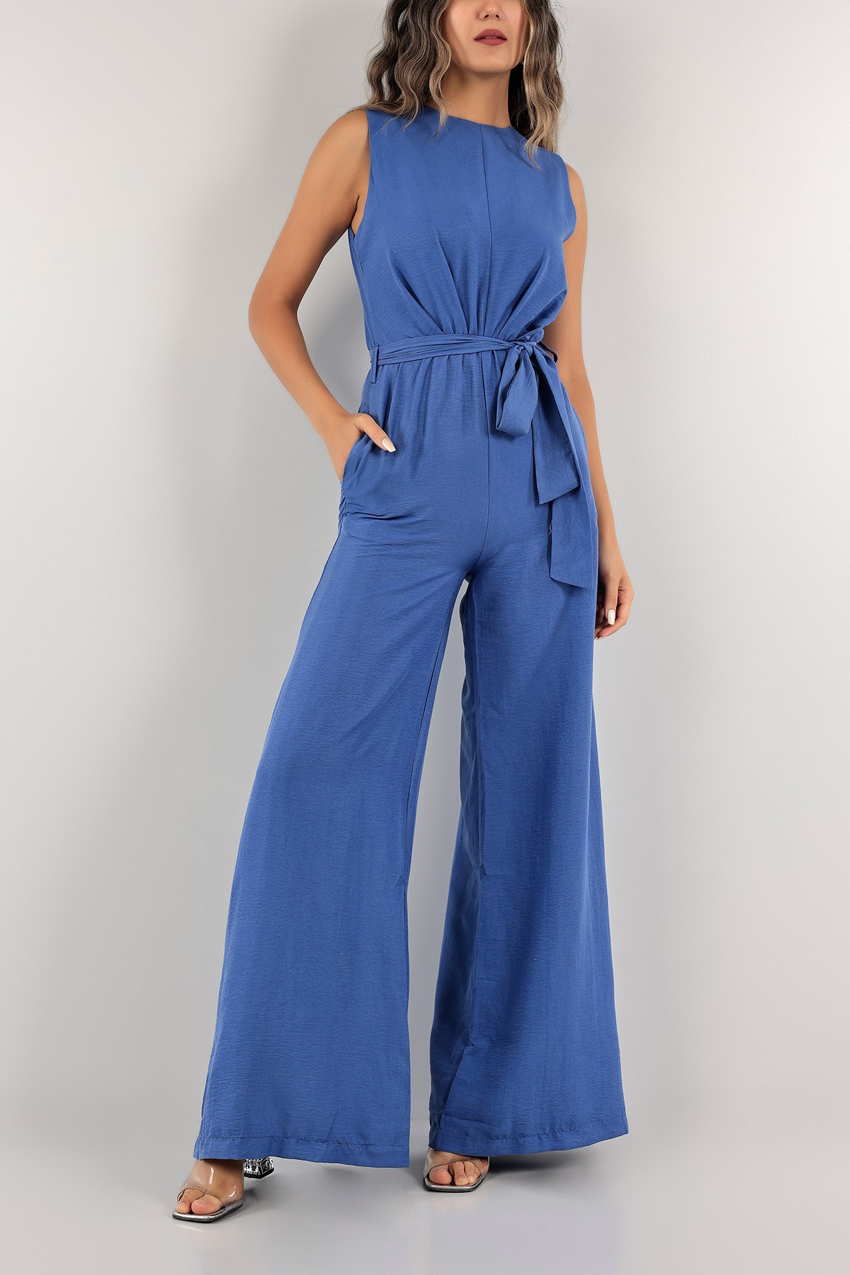 İndigo Kemerli Bol Paça Aerobin Bayan Tulum 128152 | ModamızBir ...