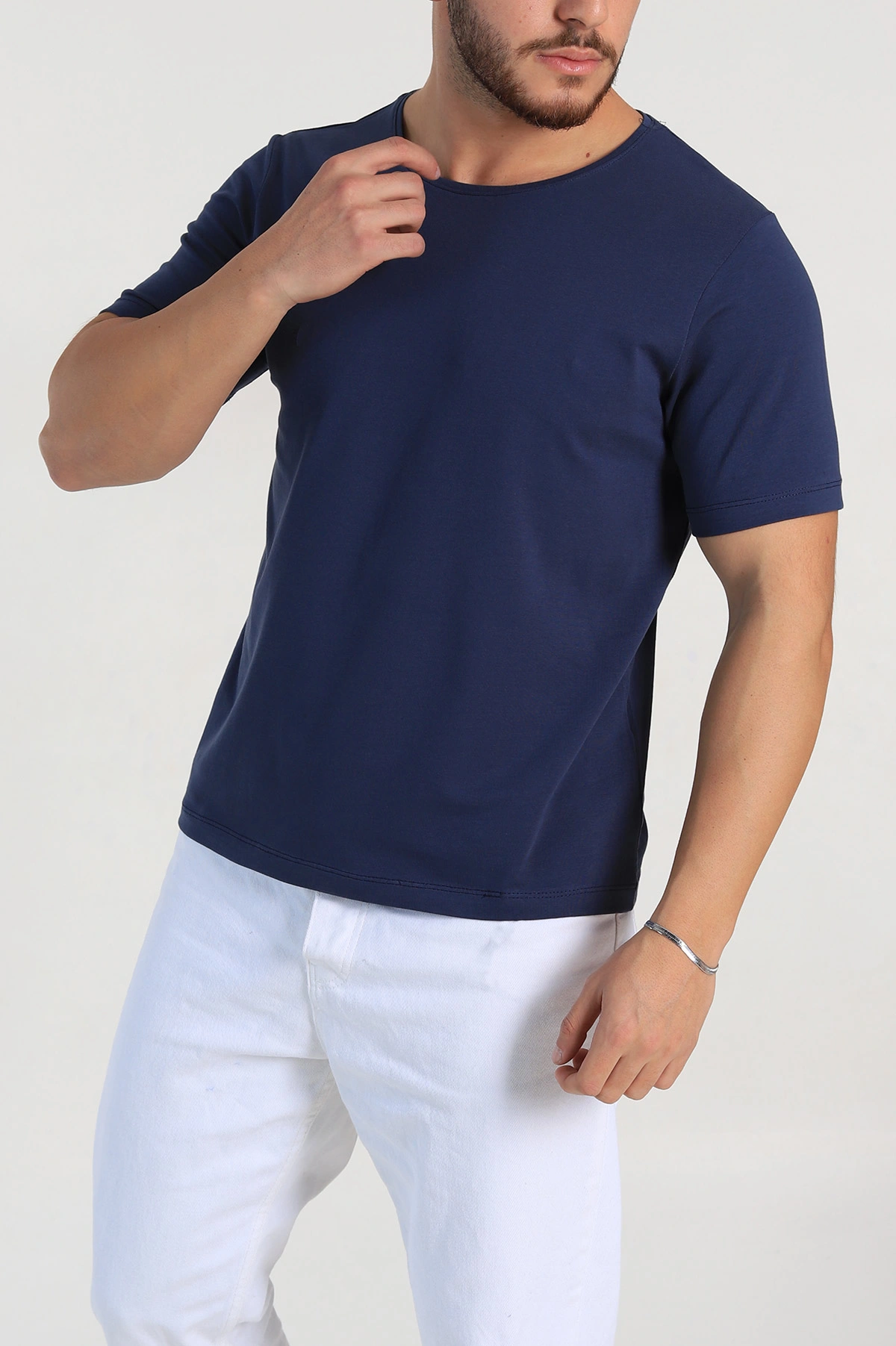 İndigo Slim Fit Likralı Basic Bisiklet Yaka Erkek Tişört 318960