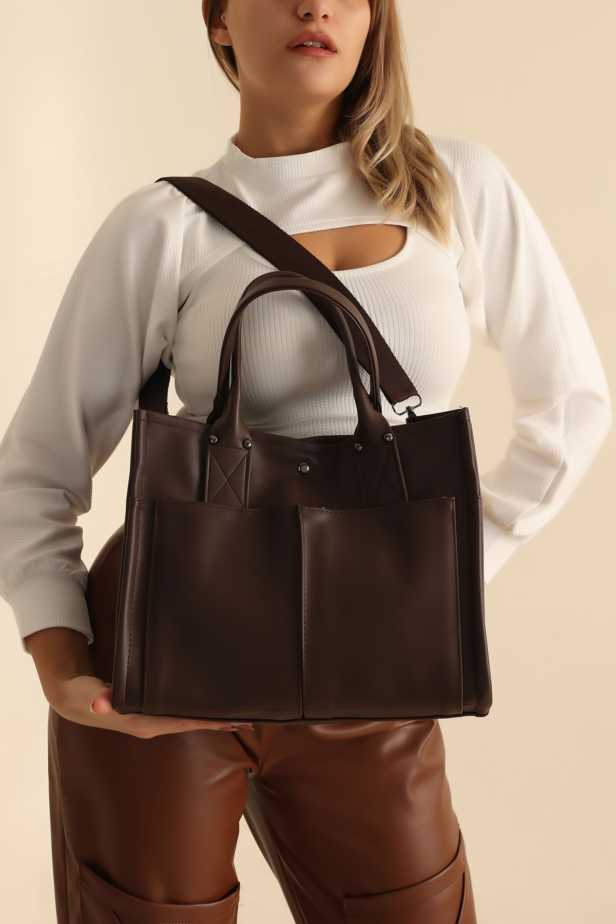 Kahverengi El Kol Ve Omuz Çantası 222572 | ModamızBir | Modamizbir.Com