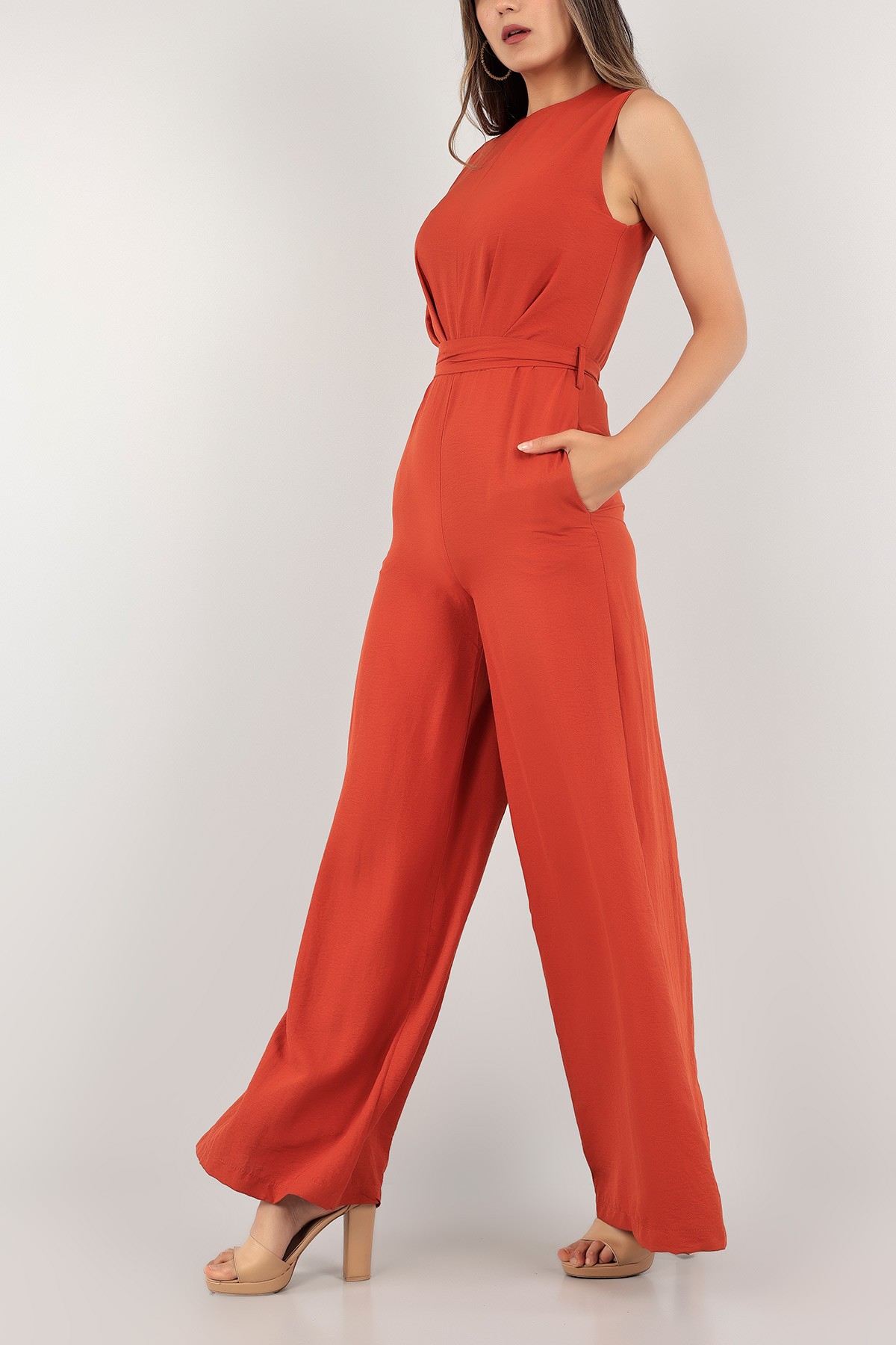 Kiremit Kemerli Aerobin Kumaş Bayan Tulum 118686 | ModamızBir ...