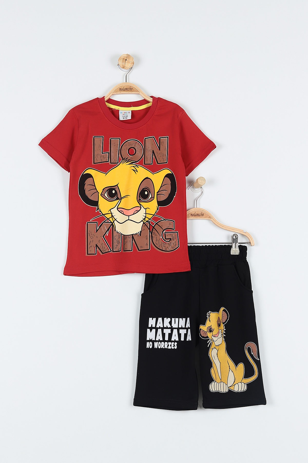 Kırmızı (3-10 Yaş) Aslan Yavrusu Baskılı Erkek Çocuk Takım 180763 ...
