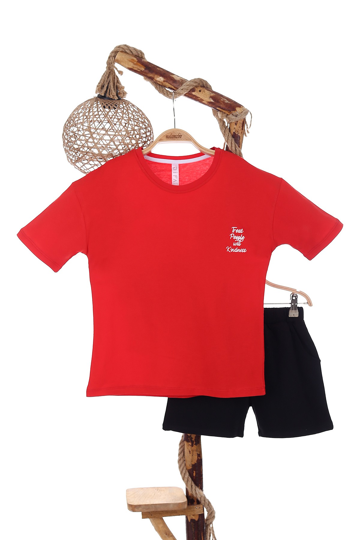 Kırmızı (9-12 Yaş) Doğa Çiçek Baskılı Kız Çocuk Takım 164409 ...