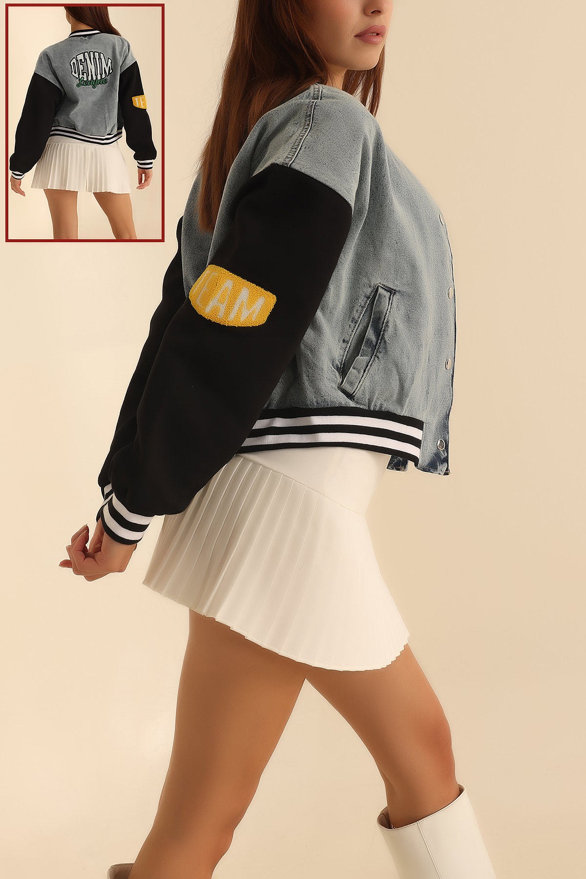 Kolları Şardonlu Naskışlı Kolej Kot Mont 203080 | ModamızBir ...