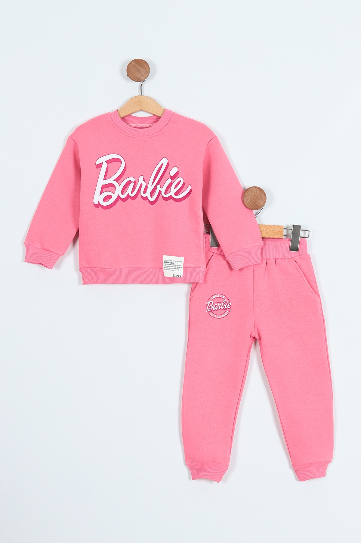 Koyu Pembe (3-6 Yaş) Barbie Baskılı Cepli Üç İp Şardonlu Kız Çocuk ...