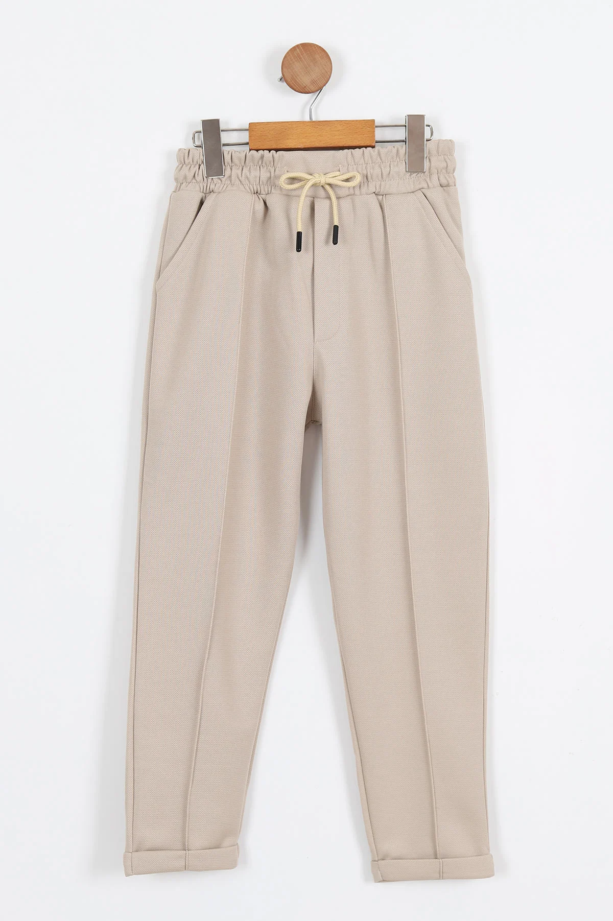 Krem (7-10 Yaş)Çimalı Duble Paça Erkek Çocuk Jogger Pantolon 330607