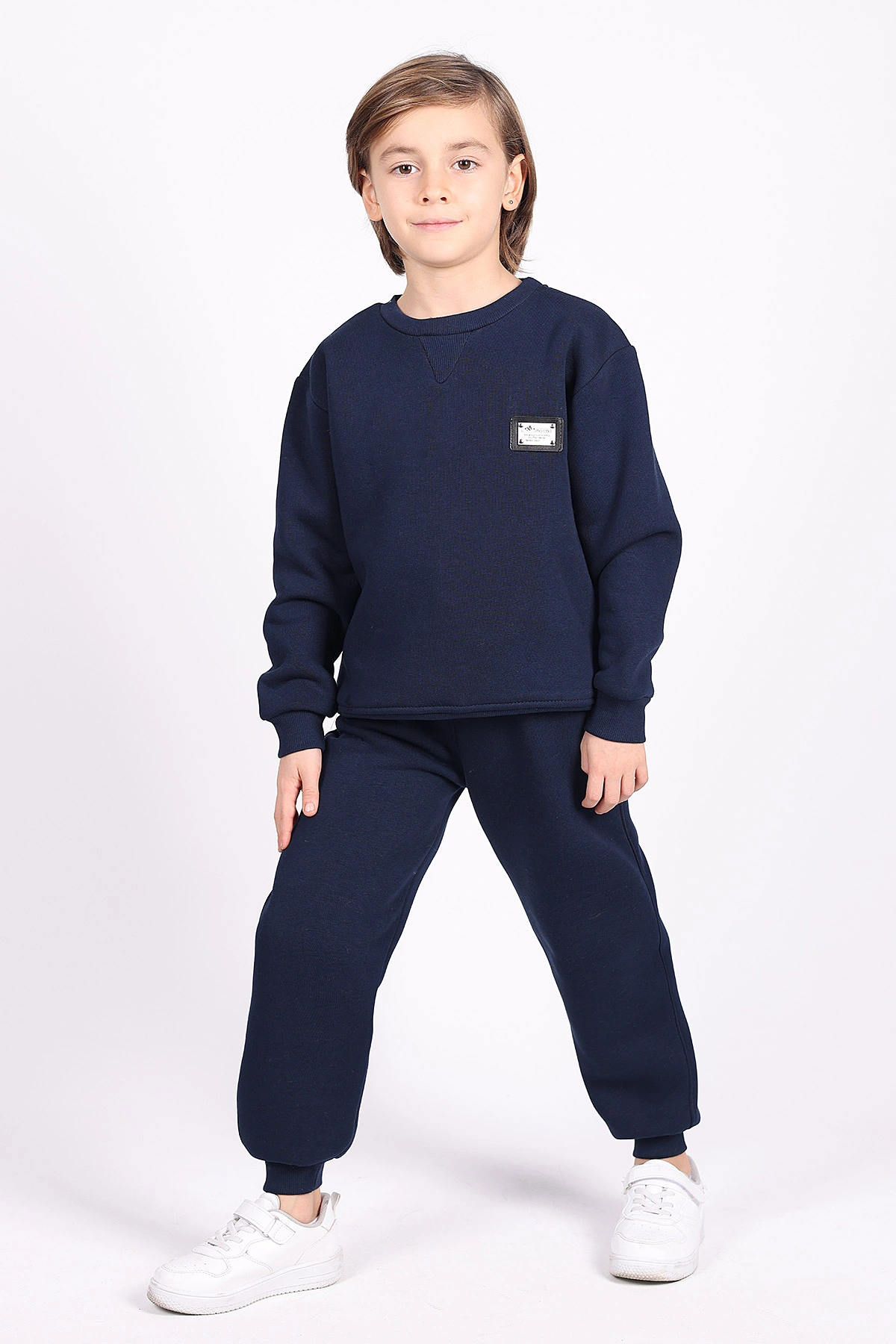 Lacivert (5-12 Yaş )Yan Armalı Üç İp Şardonlu Erkek Çocuk Kışlık Takım ...