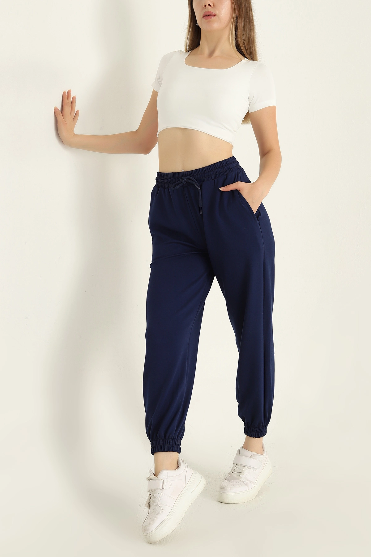 Lacivert Bel Lastikli Likralı Oysho Bayan Eşofman Altı 301566