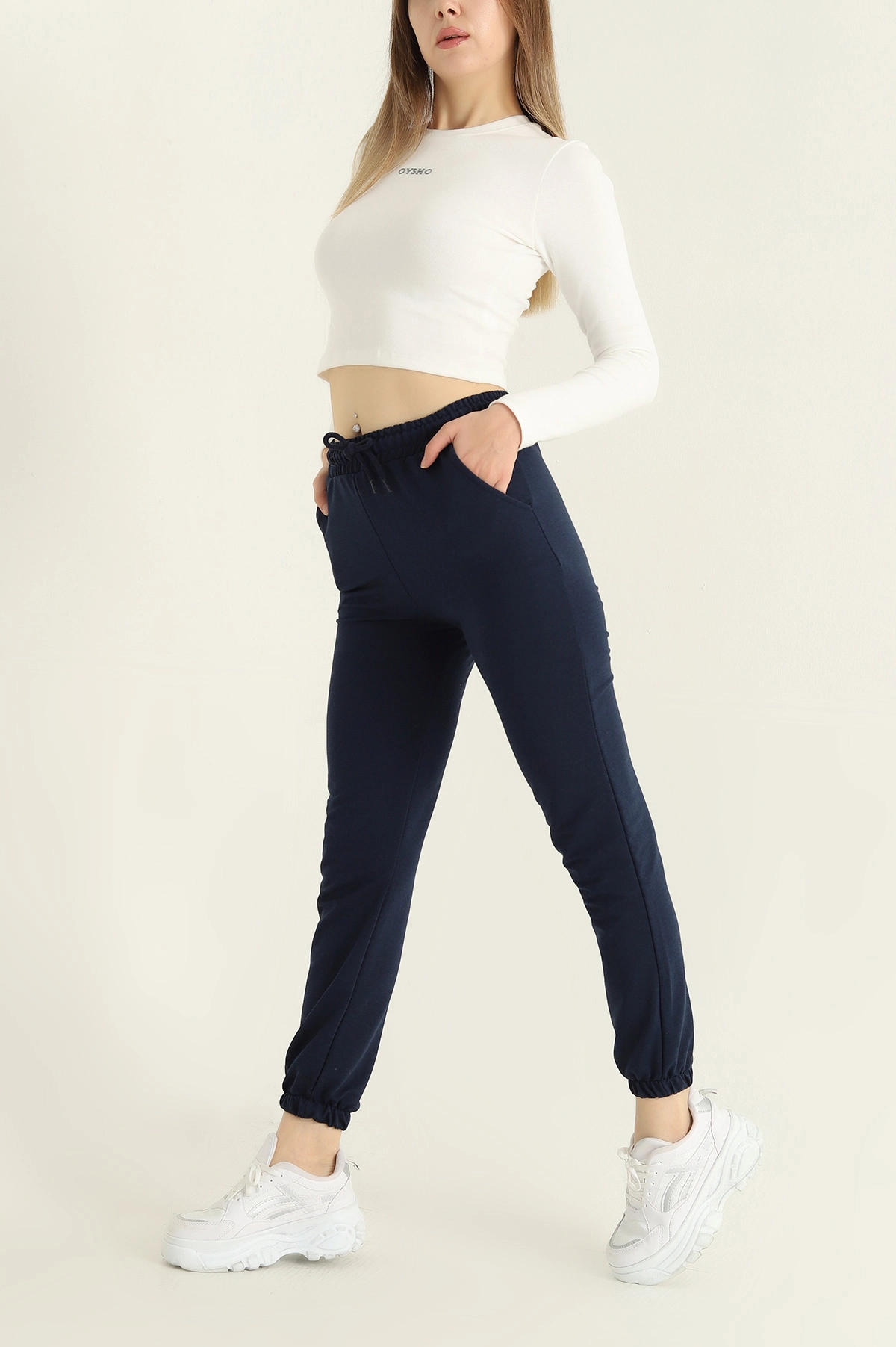 Lacivert Cepli Bel ve Paça Lastikli İki İp Eşofman Altı 317039