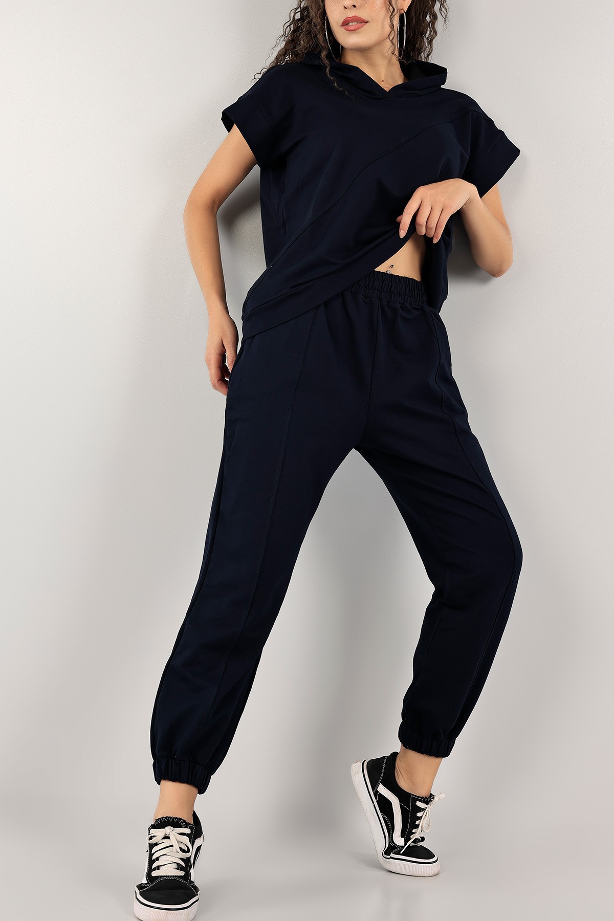 Lacivert Çimalı Kapüşonlu Bayan İkili Takım 128154 | ModamızBir ...