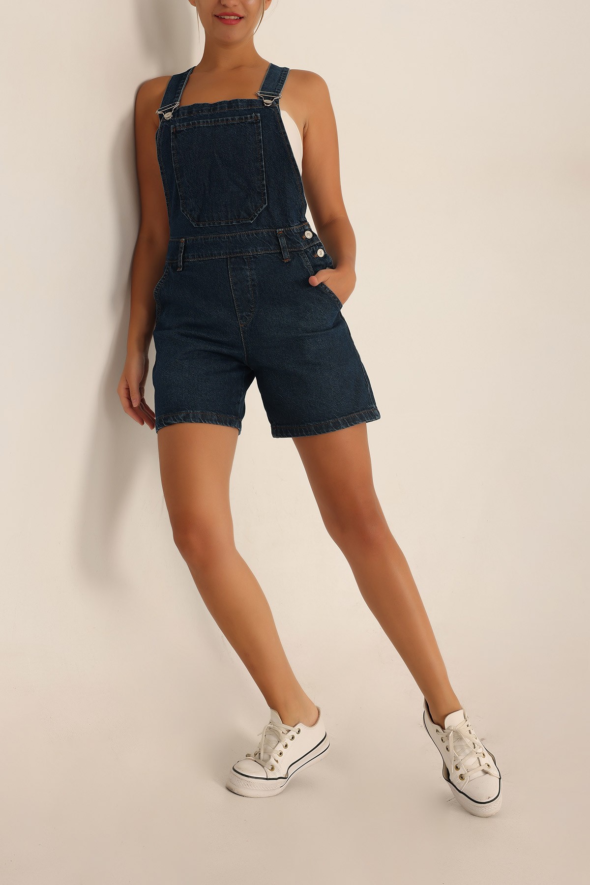 Lacivert Kot Şort Tulum 193529 | ModamızBir | Modamizbir.Com