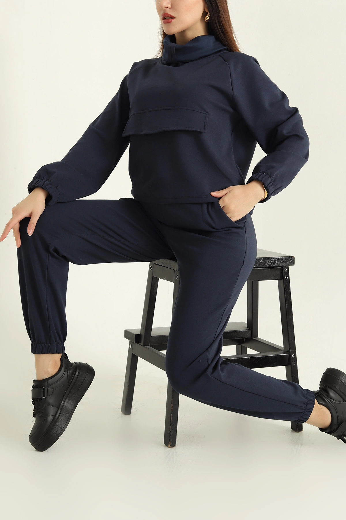 Lacivert Modal Kumaş Bayan İkili Takım 331188