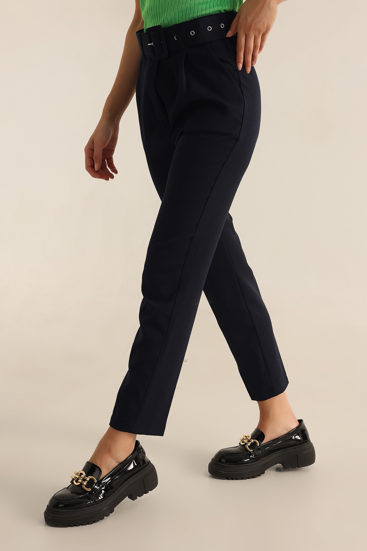 Lacivert Pileli Bayan Pantalon 196215 | ModamızBir | Modamizbir.Com