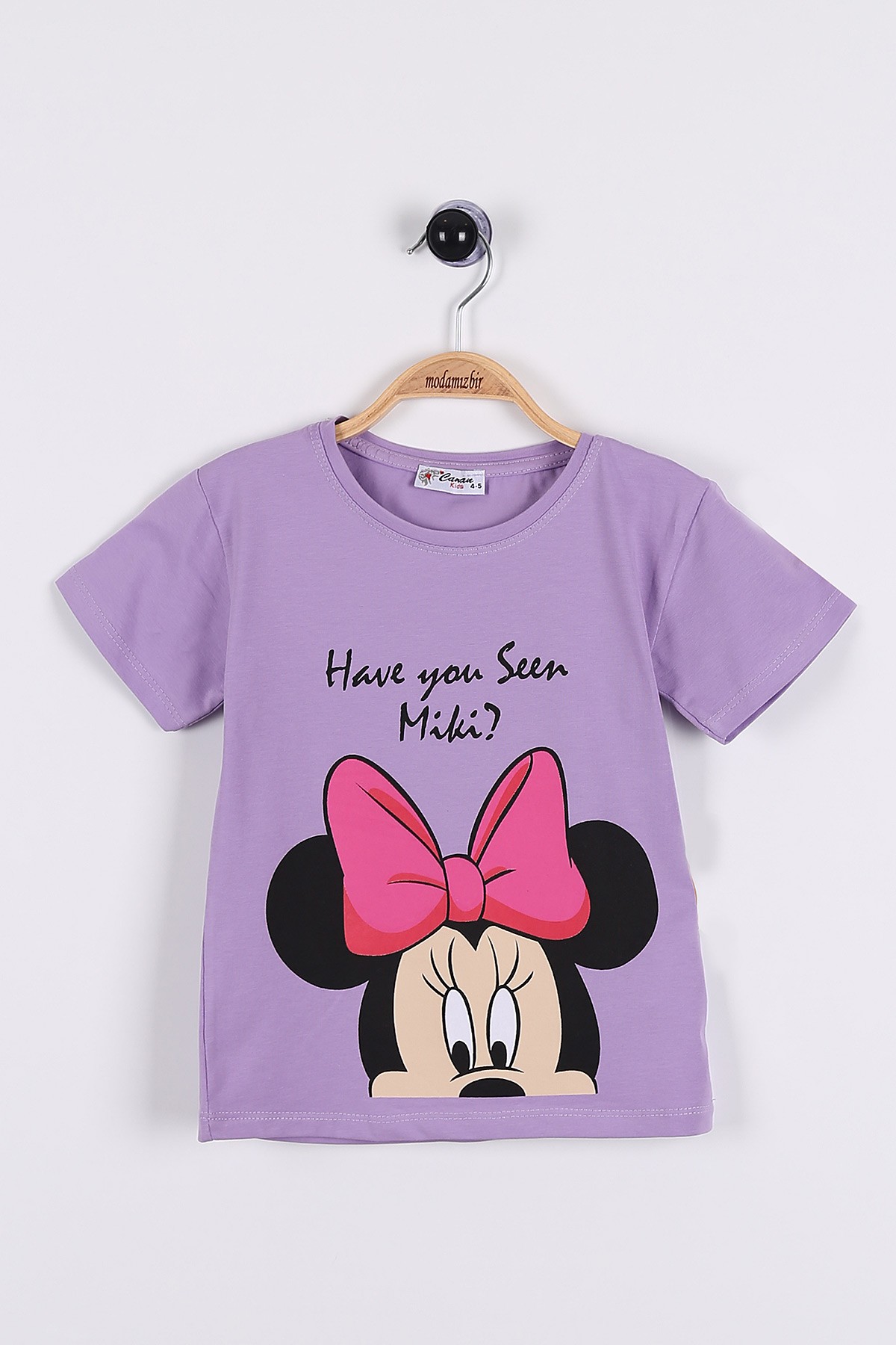 Lila (5-8yaş) Ön ve Arka Mini Mouse Baskılı Kız Çocuk Tişört 174898 ...