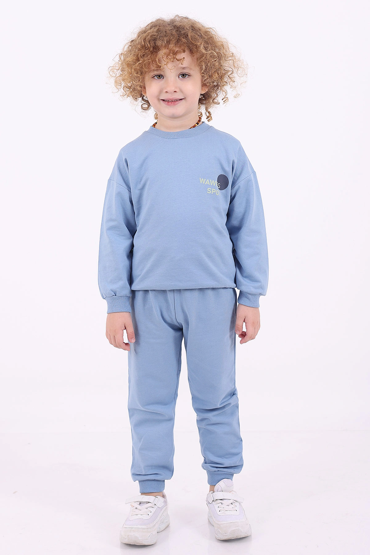 Mavi (2-6 Yaş) Ön ve Arka Wawe Spot Baskılı Erkek Çocuk Takım 307417