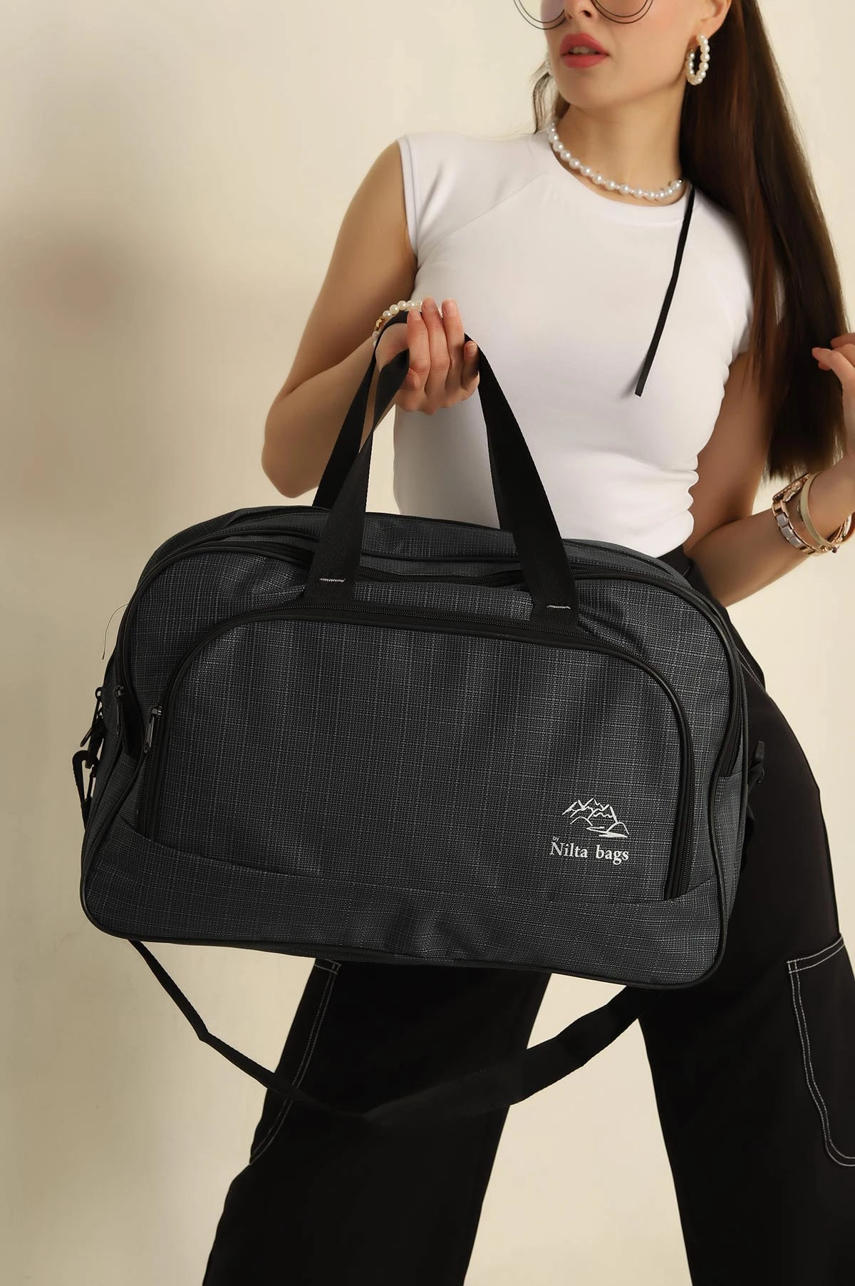 Mavi Desenli El Valizi 274495 | ModamızBir | Modamizbir.Com