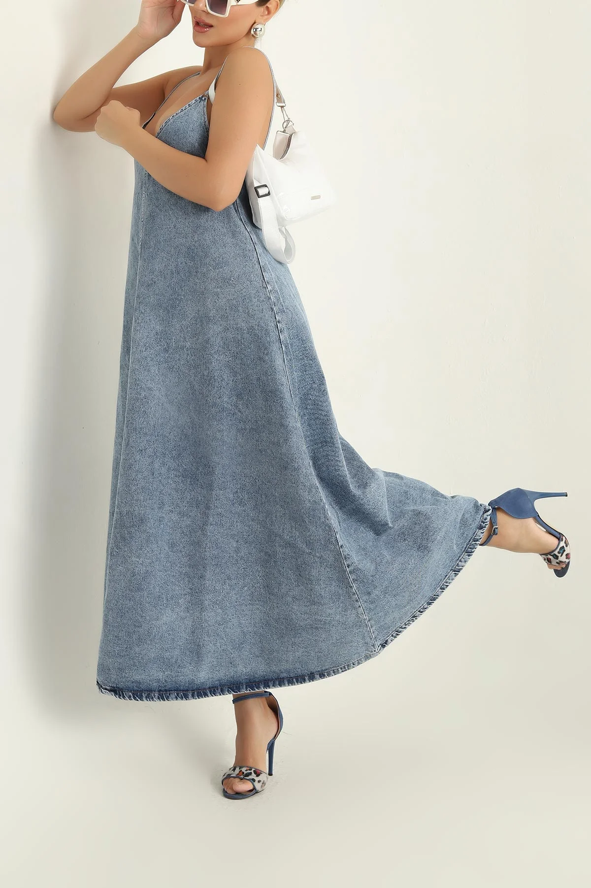 Mavi İp Askılı Çan Kot Elbise 287491 | ModamızBir | Modamizbir.Com