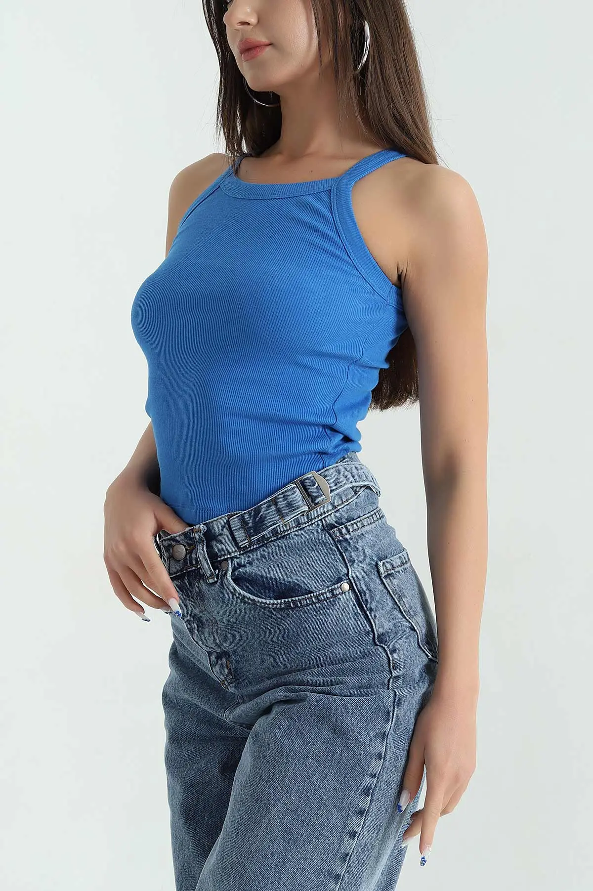 Mavi Kolsuz Kaşkorse Kadın Atlet 367291