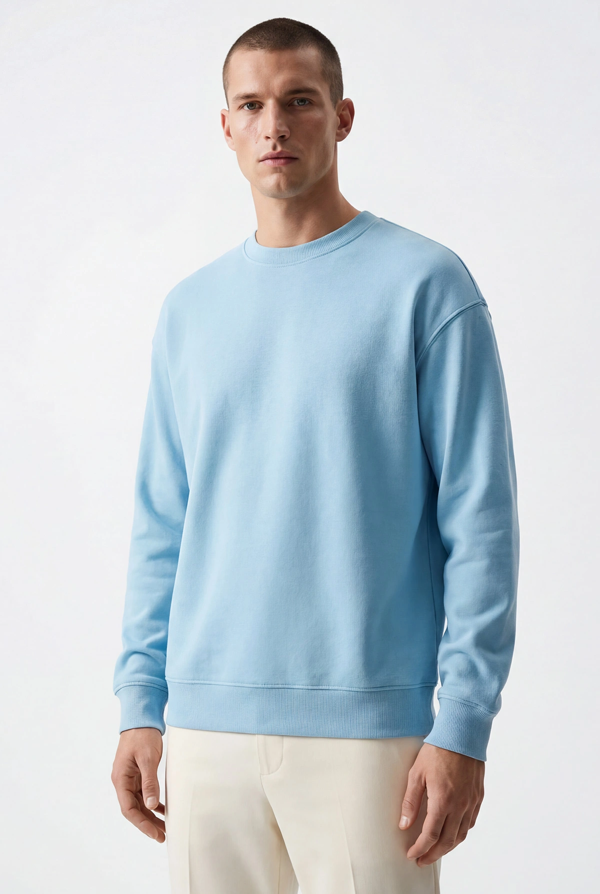 Mavi Oversize Üç İp Şardonlu Erkek Basic Bisiklet Yaka Sweatshirt 398900